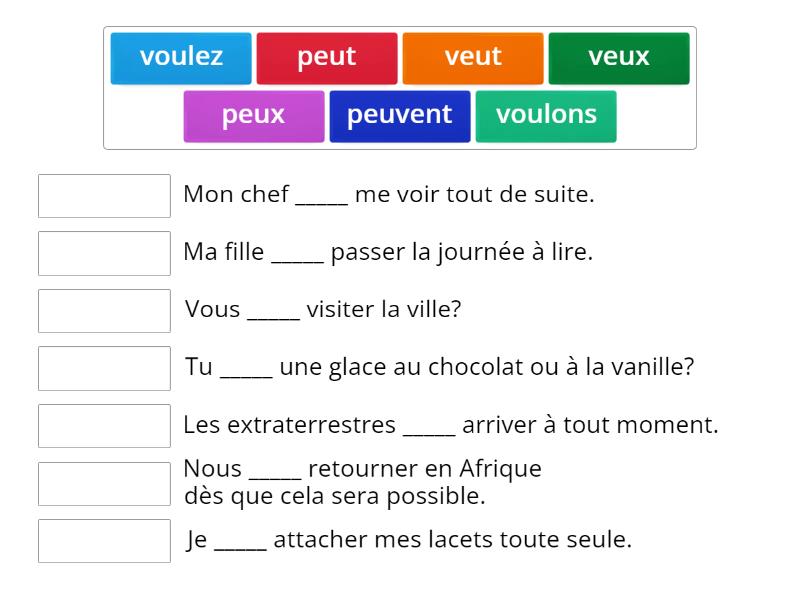 2 Vouloir et pouvoir au présent de l'indicatif - Match up