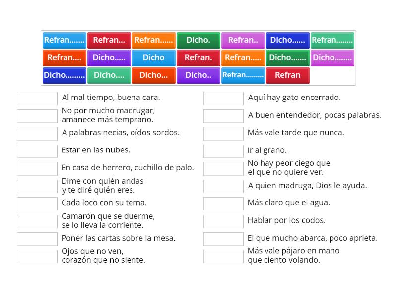 memorama de dichos y refranes - Match up