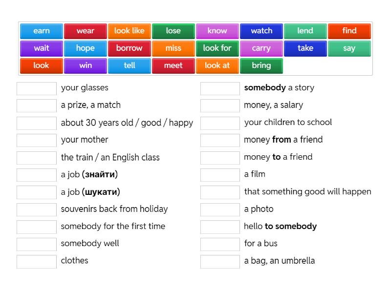 EF PI Unit 8B Confusing verbs - match - Match up