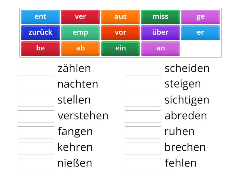 Lektion 3 Modul 3 Aufgabe 2d DOMINO: VERBEN MIT PRÄFIX - Match up