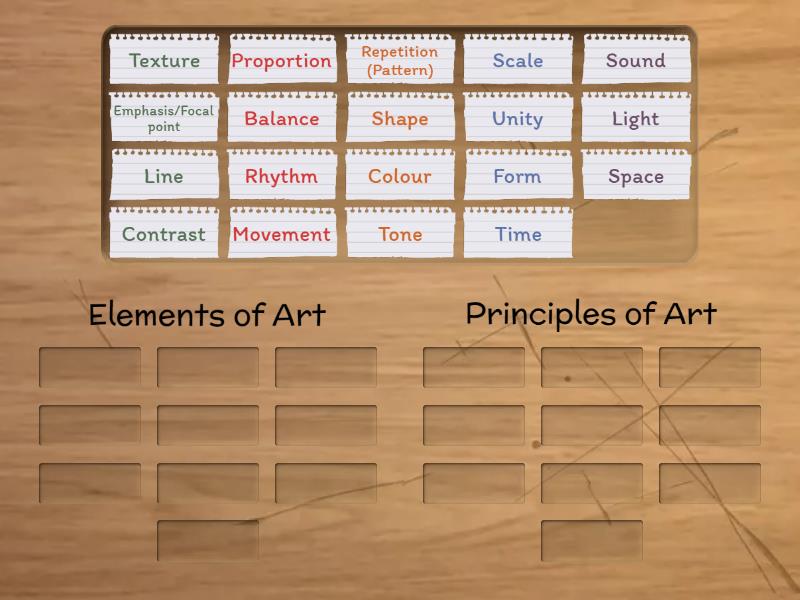 Images- Elements and Principles of Art - Group sort