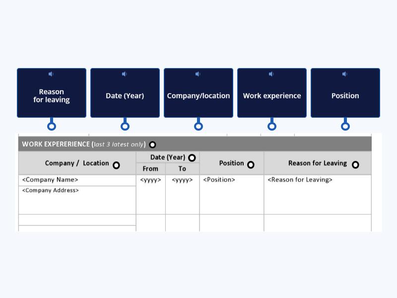 Filling in the Work experience section: Labelling activity - Diagrama ...