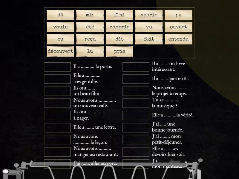 Passe compose verbes irreguliers - Match up