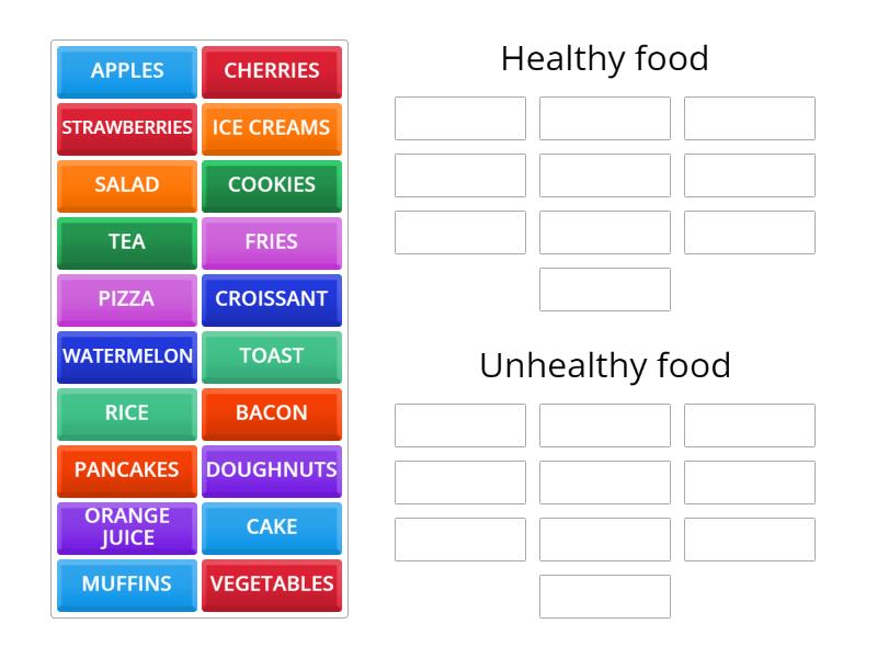 @silvia_coros · Healthy and unhealthy food - Ordenar por grupo