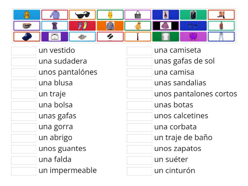 Senderos 1, Lección 6: "La Ropa" - Match up
