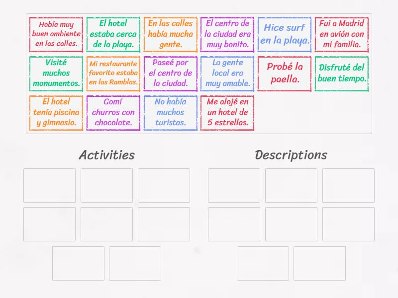 Vacaciones (past tenses contrast) - Group sort