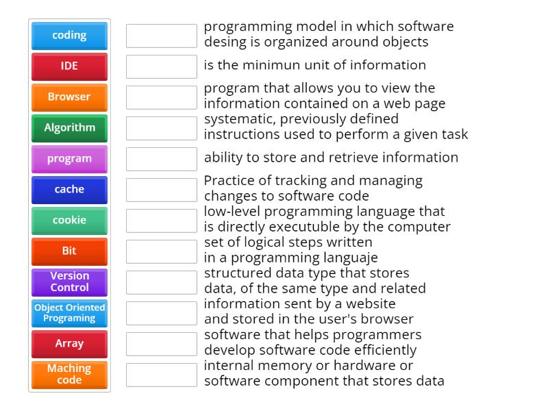 Programing Terms - Match up