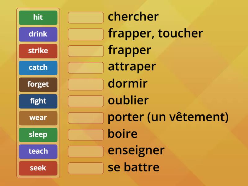 Irregular verbs 7 / Find the French for... - Match up
