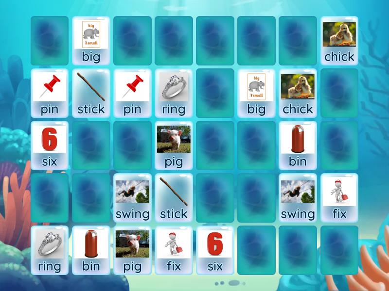 match short i and o rhyming words - Matching pairs