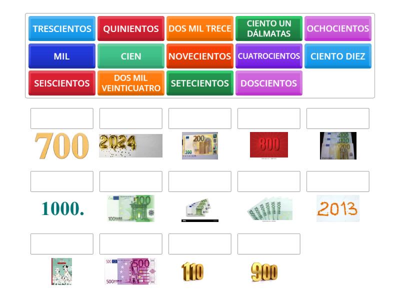 Los números 100-1000 - Match up