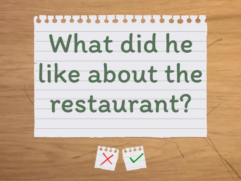 A restaurant review - Flash cards