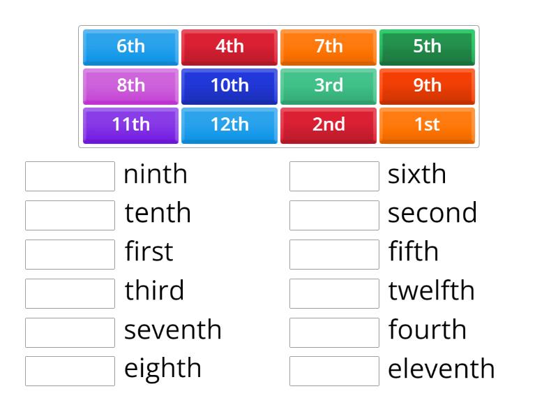 Ordinal numbers 1st-20th - Match up