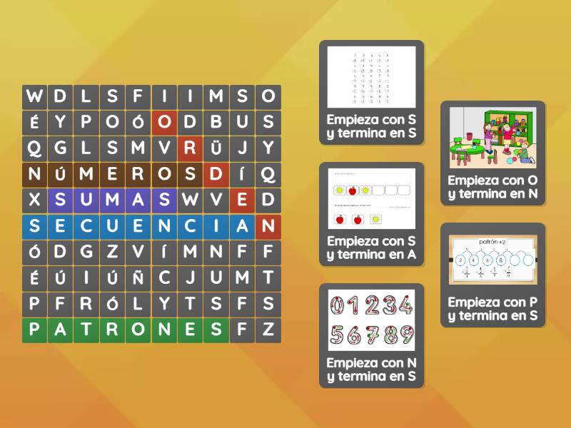 PATRONES NUMÉRICOS BASADOS EN SUMAS - Wordsearch PATRONES NUMÉRICOS BASADOS EN SUMAS - Wordsearch