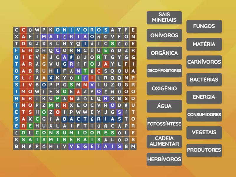CADEIA ALIMENTAR - Sopa de letras