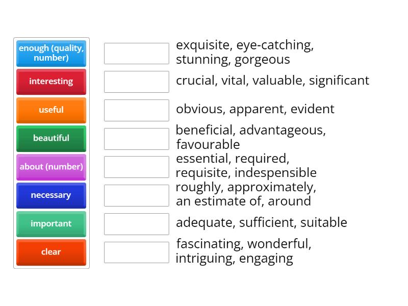 IELTS vocabulary adjectives 1 - Match up