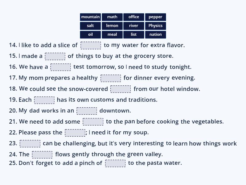 Adam words - Complete the sentence