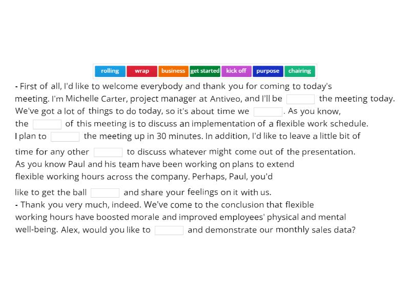 Meetings (structure) - Complete the sentence