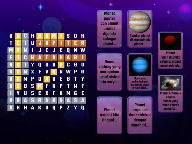 SISTEM TATA SURYA PLANET-PLANET - Wordsearch