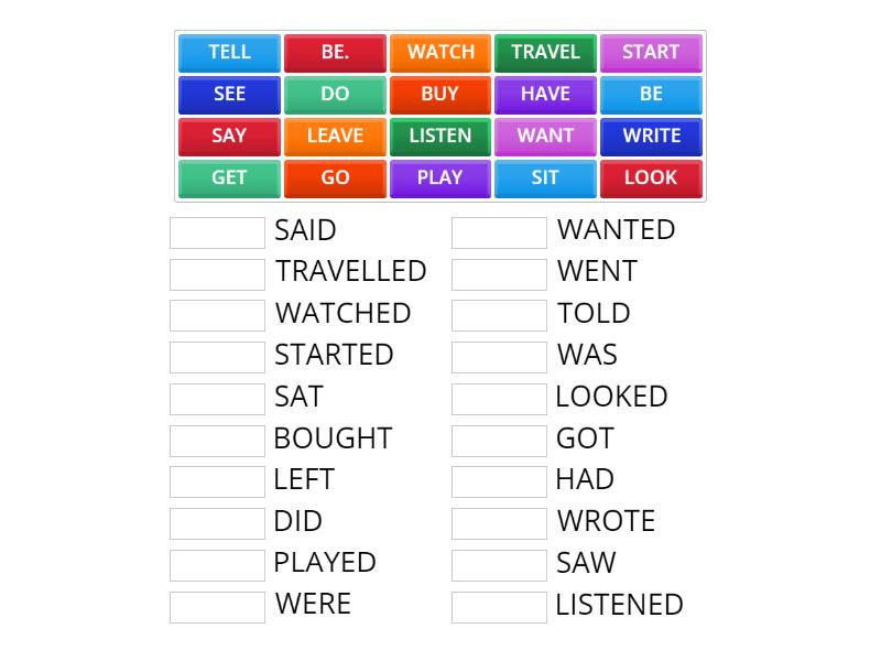 Regular And Irregular Verbs Past Simple Match Up
