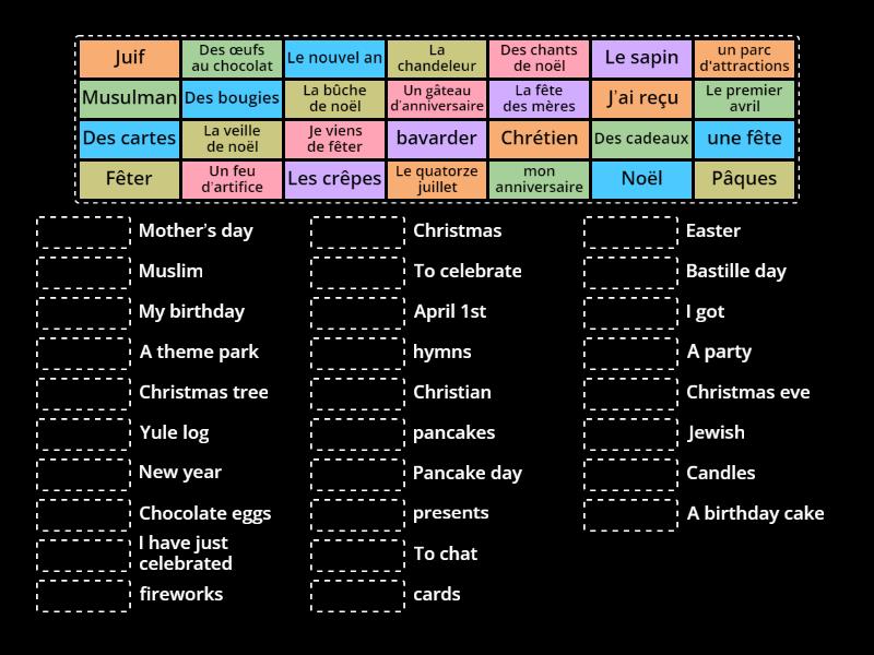 celebrations - Match up