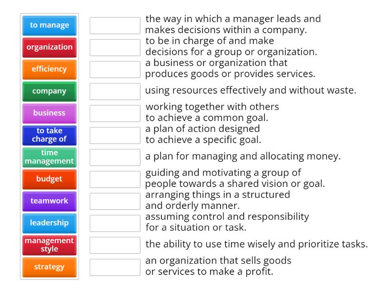 Understanding management - Match up