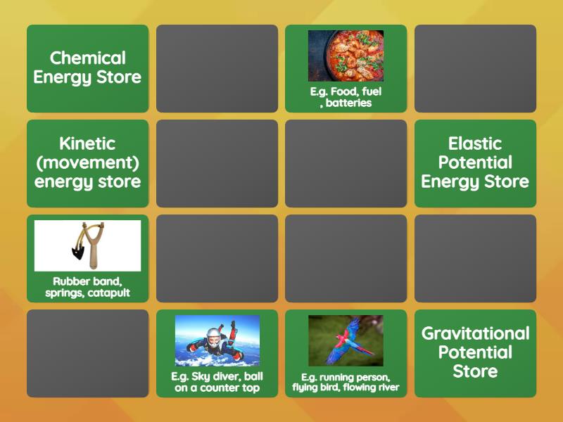 Energy Stores Examples - Matching pairs