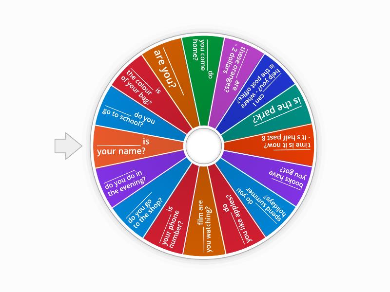 Question words - spinner / bingo - Random wheel