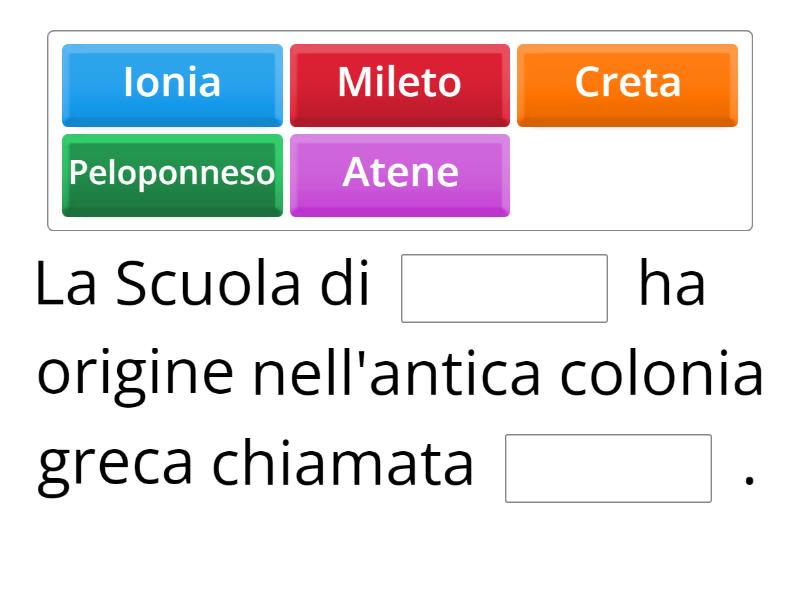 Key Words - Scuola di Mileto - Complete the sentence