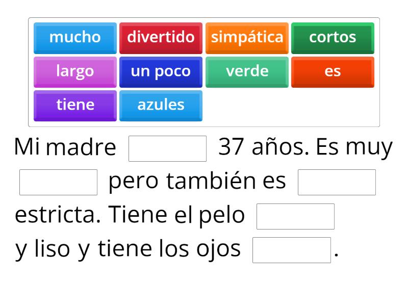 Mi familia-pelo y ojos - Complete the sentence