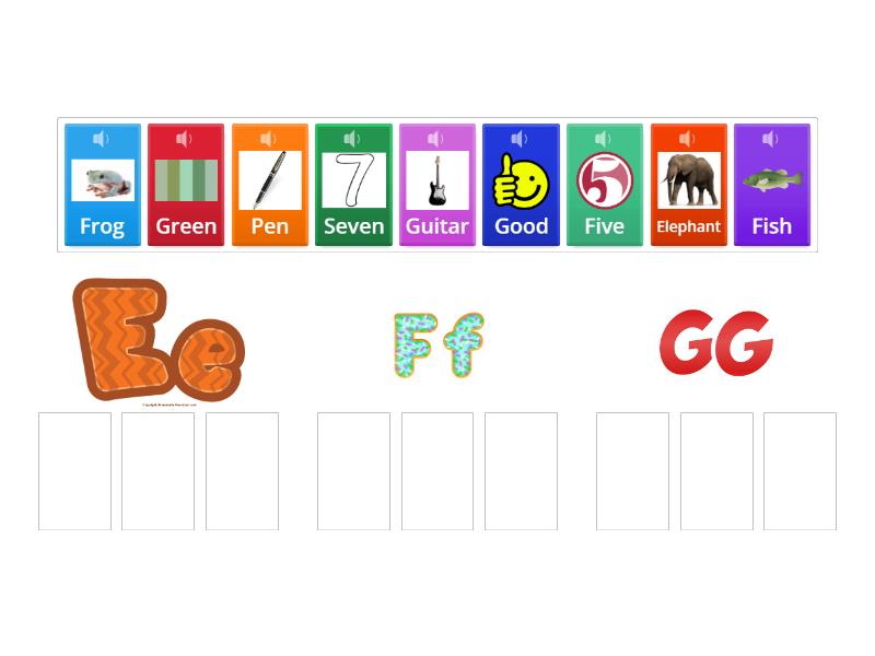 Letters Ee, Ff, Gg - Group sort