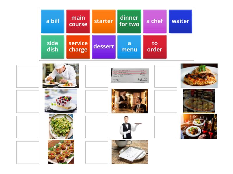Restaurant words - Une las parejas