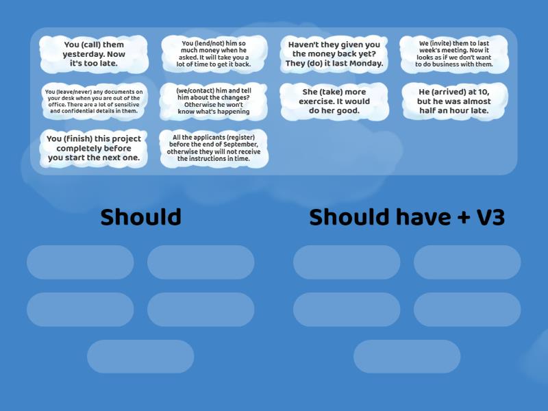 B2 Revise and check #3 Should vs. Should have - Group sort