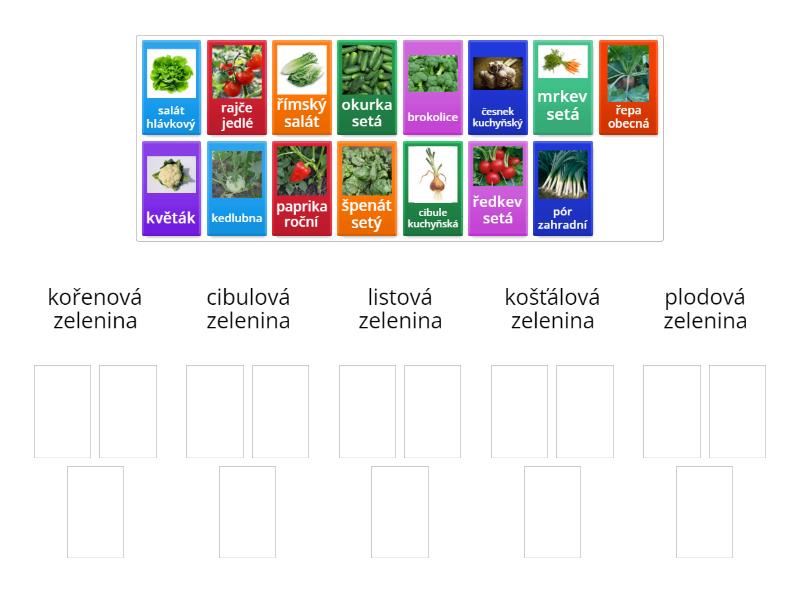 Druhy zeleniny - Group sort