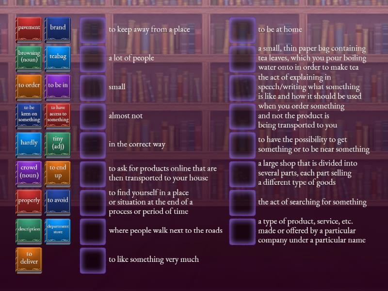 English File - 2B (21 listening) - Vocabulary II. - Match up