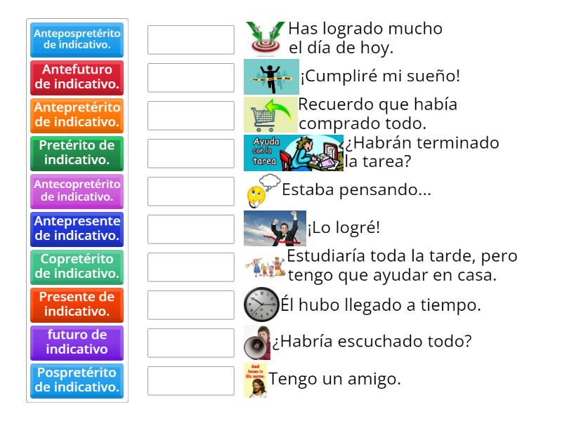 Modo indicativo tiempos simples y compuestos - Une las parejas