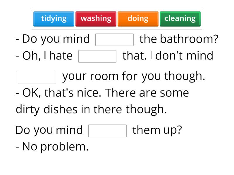 RM A2 household chores / like - Complete the sentence