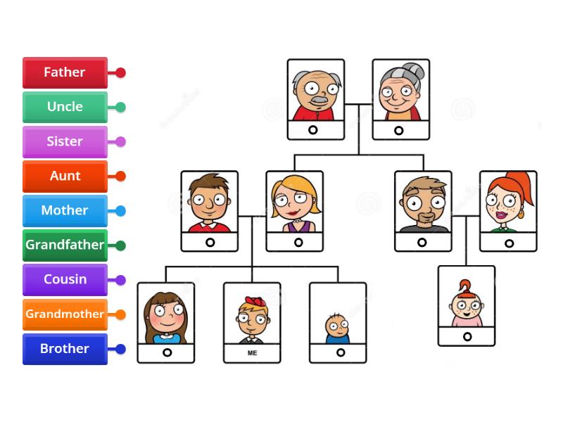 Family Members for Kids - Diagrama con etiquetas