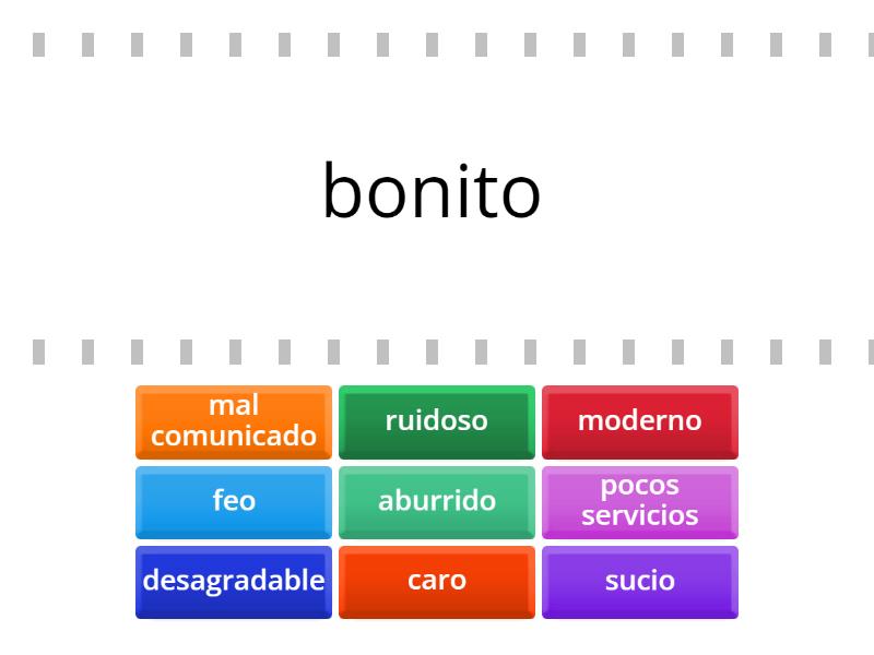 El barrio. Relaciona cada concepto con su contrario - Find the match