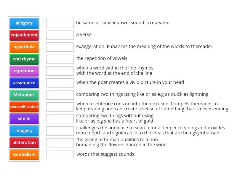 poetic device ! - Match up