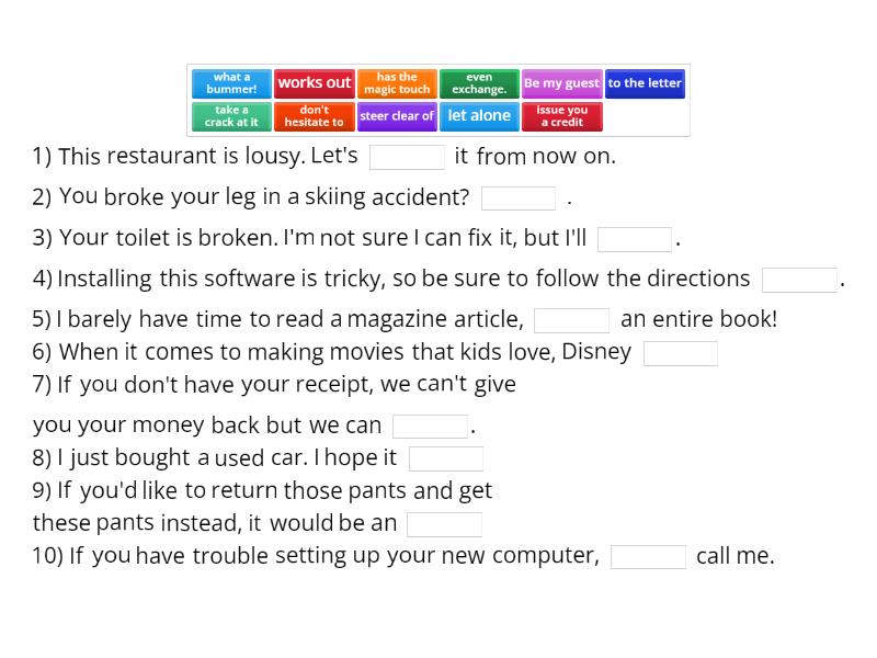 return - Complete the sentence