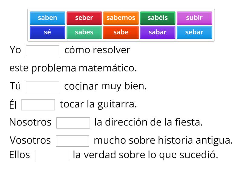verbo saber G7 - Completa la oración