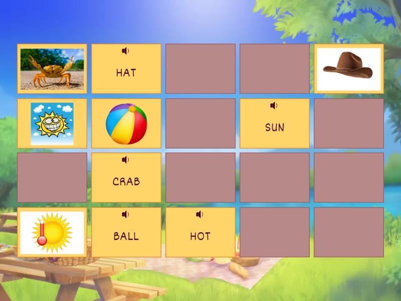 summer vocabulary for kids 2 - Matching pairs