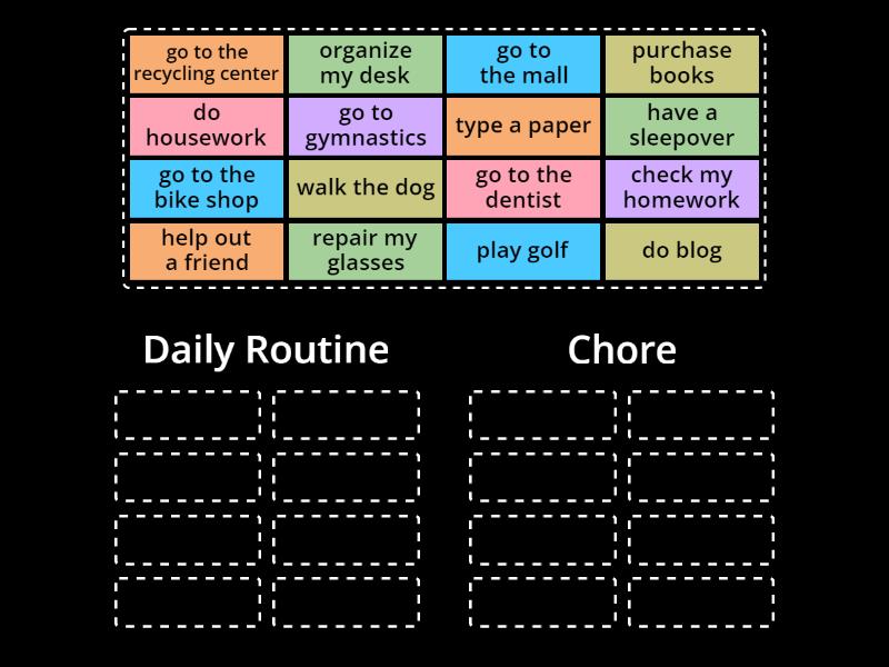 G5 Daily Routine vs Chores Sorting - Group sort