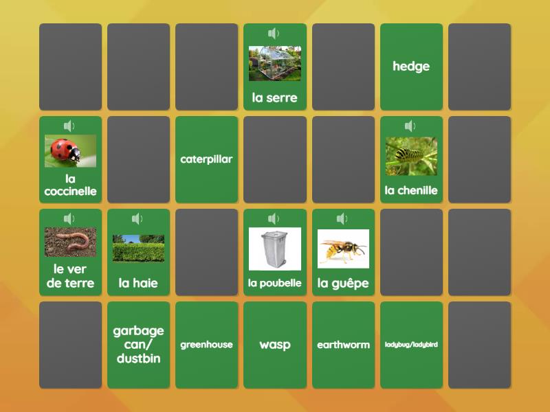 1. Dans le jardin - vocabulaire - Matching pairs