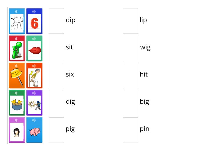 Phase 2 CVC medial vowel i (audio supported pictures) - Match up