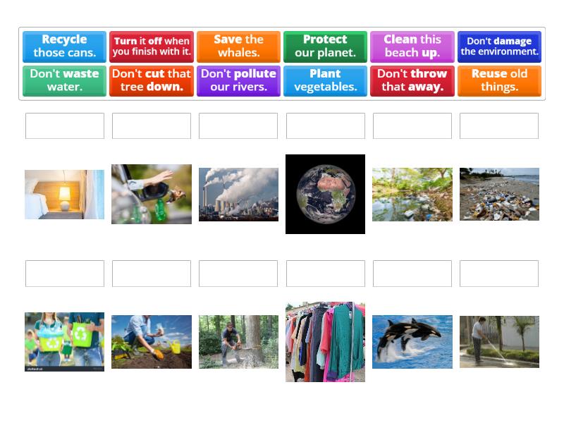 Vocabulary - Environment verbs - Match up
