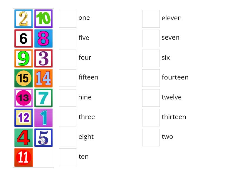 Numbers 1-15 - Match up