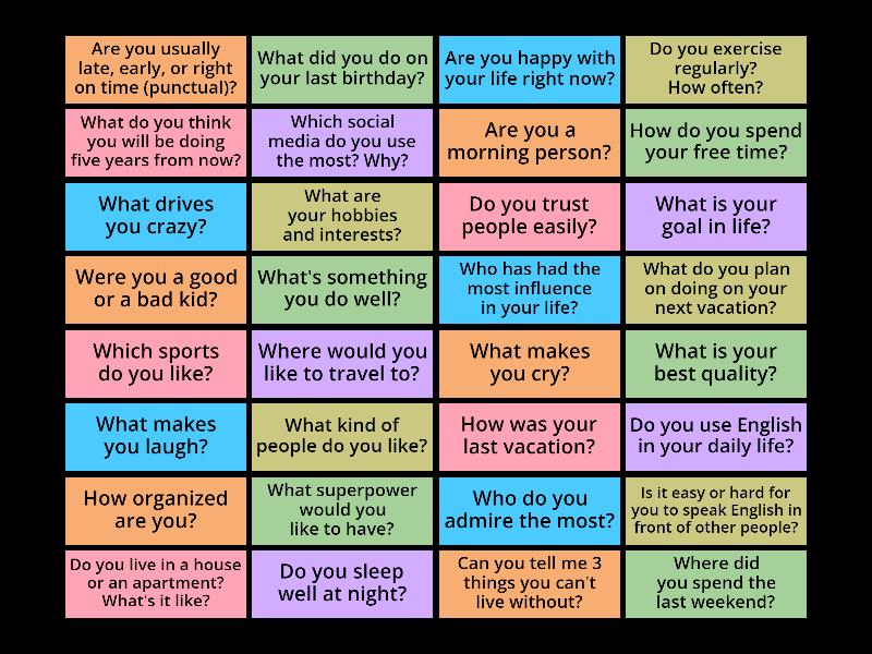 Speaking practice: Conversation Starters - Flip tiles