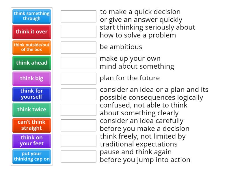 C1 - Idiomatic expressions with "think" - Orange magazine - unit 1.3 ...