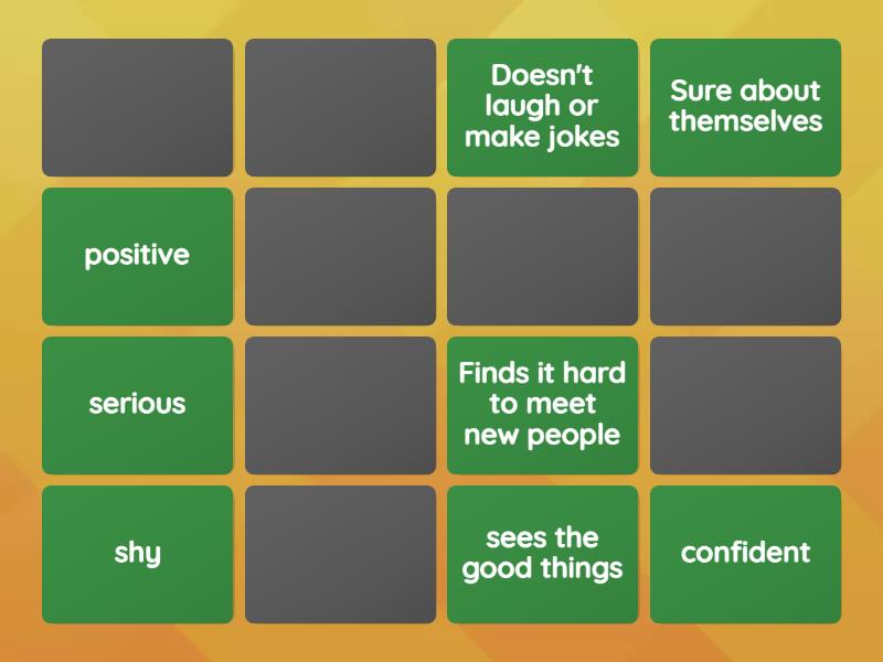 Describing personality - Matching pairs